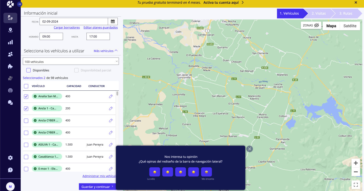 SimpliRoute's Menu Redesign Microsurvey | Chameleon