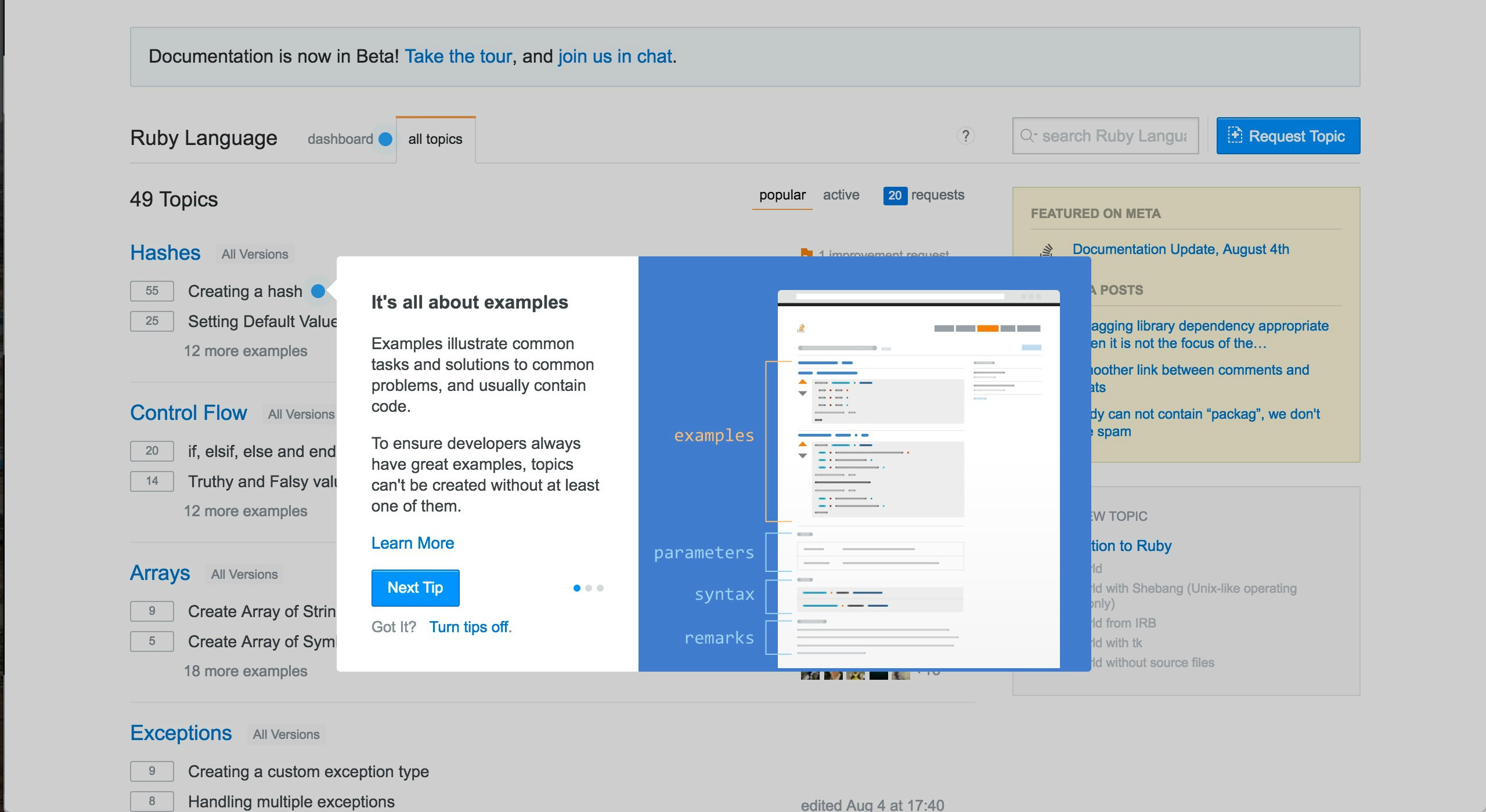 StackOverflow Modal Tour | Chameleon