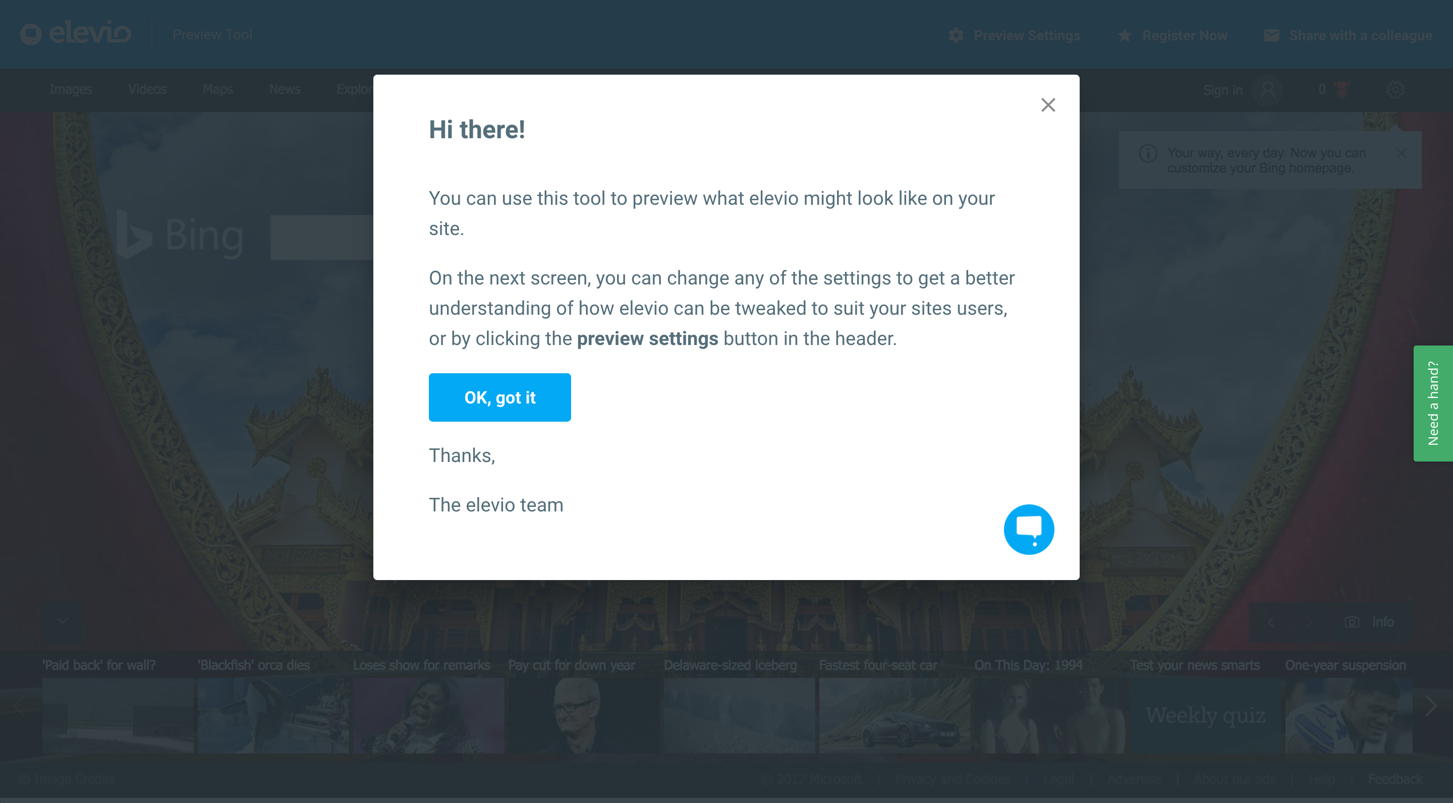 Elevio Onboarding Modal | Chameleon