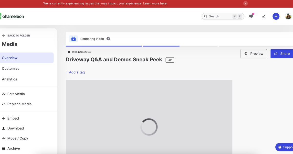 Wistia's Performance "Heads-Up" Banner | Chameleon